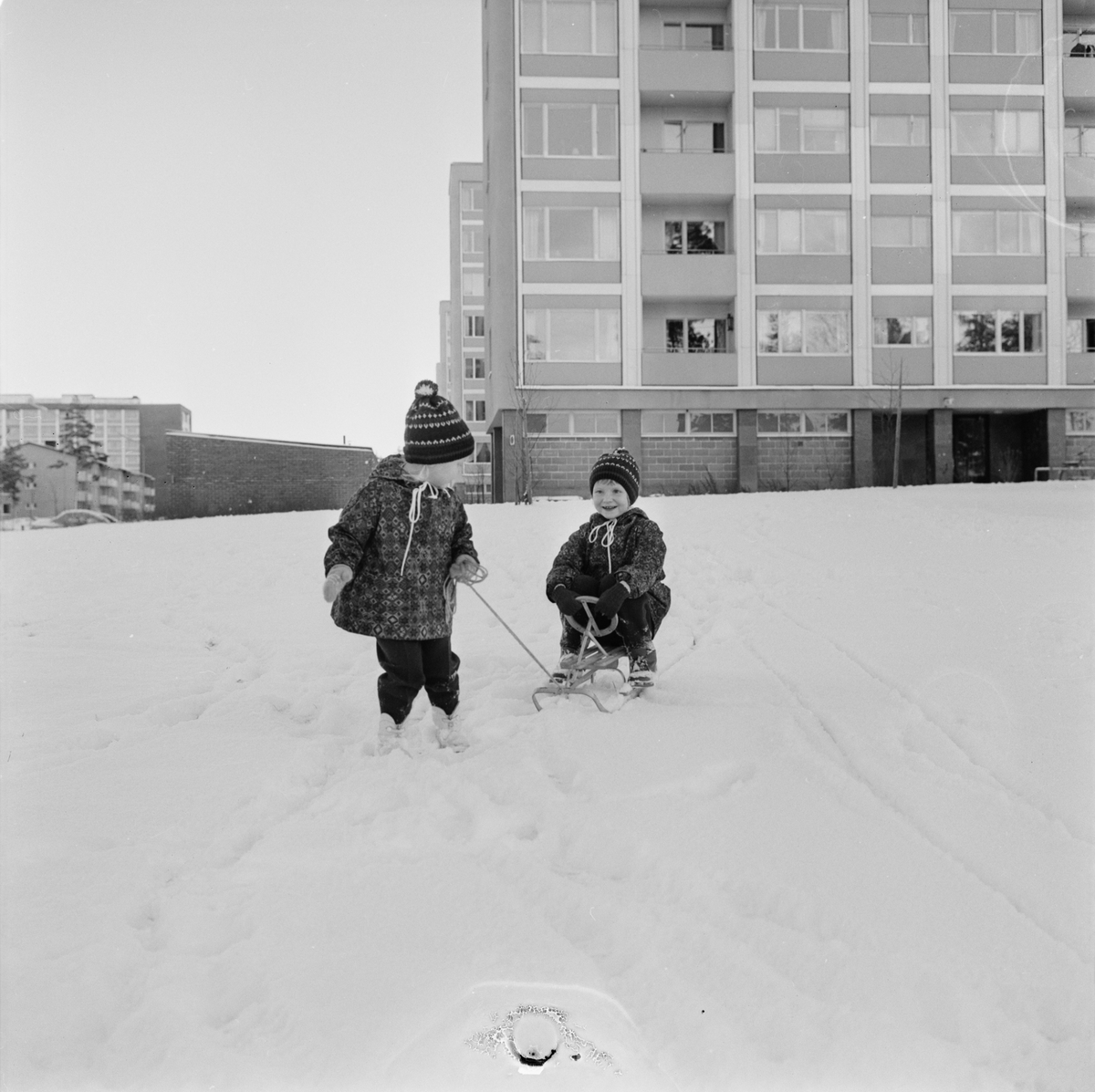 Vinterbilder - premiär i kälkbacken, Uppsala, december 1961 ...