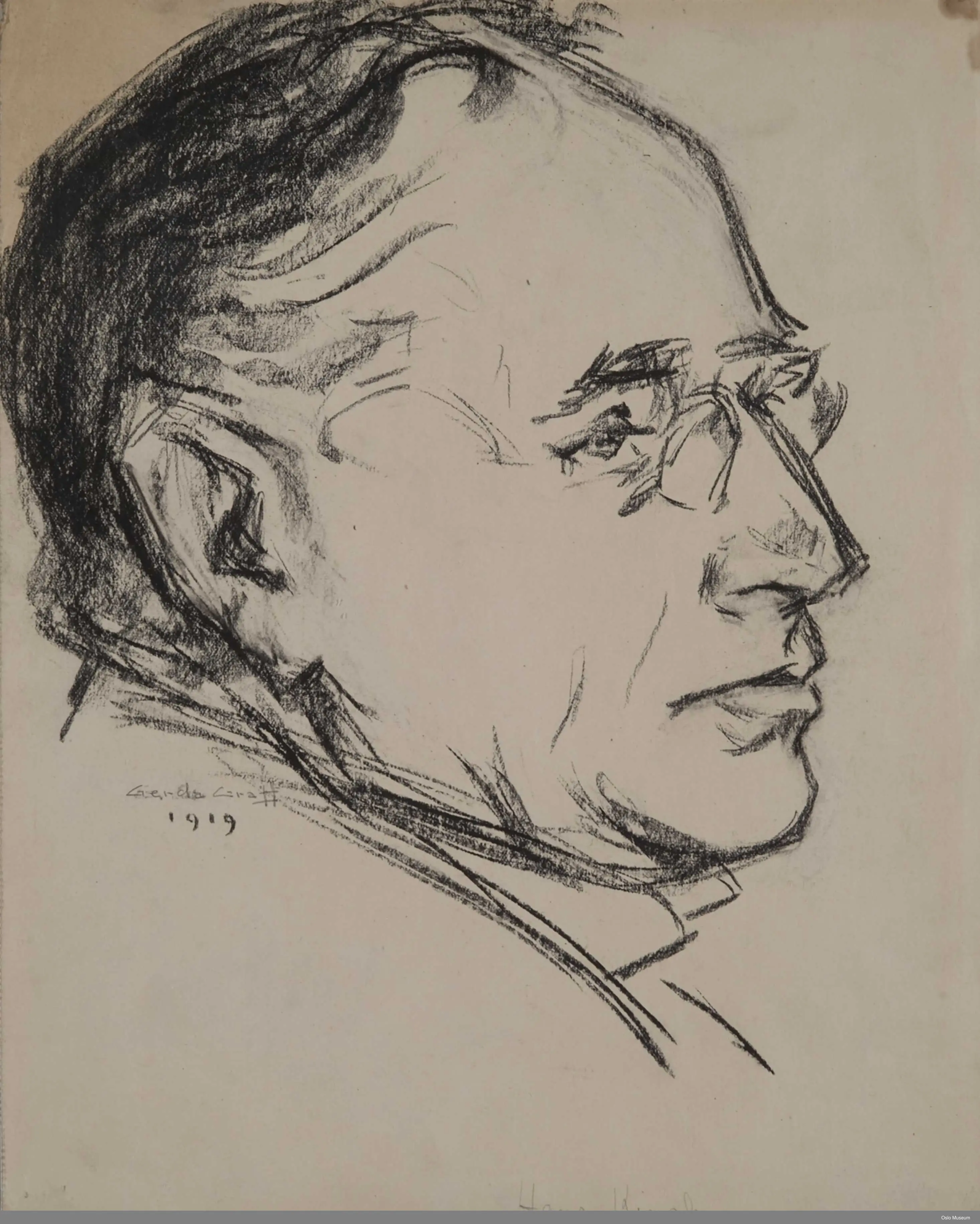 Portrett av Hans E. Kinck [tegning] - Oslo Museum / DigitaltMuseum
