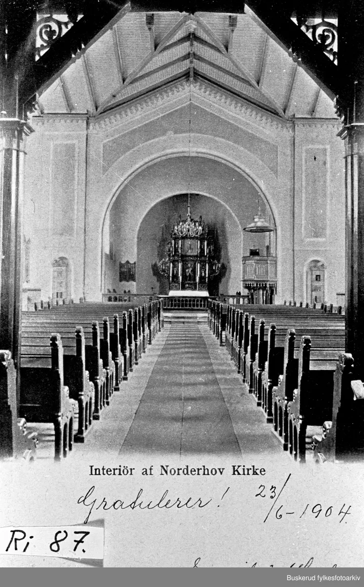 Interiør Norderhov kirke - Buskerud fylkesfotoarkiv / DigitaltMuseum