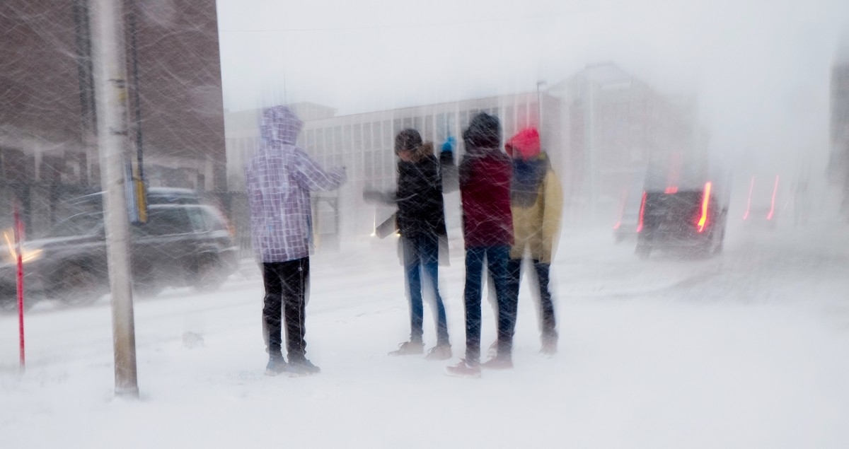 Forsmak på uvær i Narvik sentrum, ekstremværet Forsmak på uvær i Narvik sentrum, ekstremværet