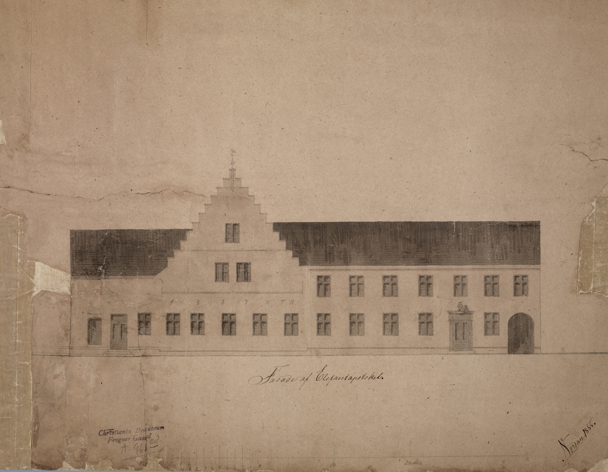 Fasade af Elefantapoteket. [lavering] - Oslo Museum / DigitaltMuseum