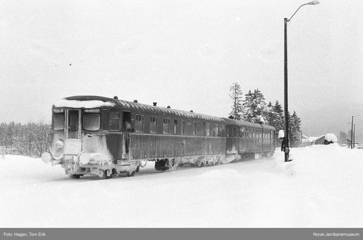 Dieselmotorvogn BM 86 24 med styrevogn BDFS11 91 73 med persontog til ...