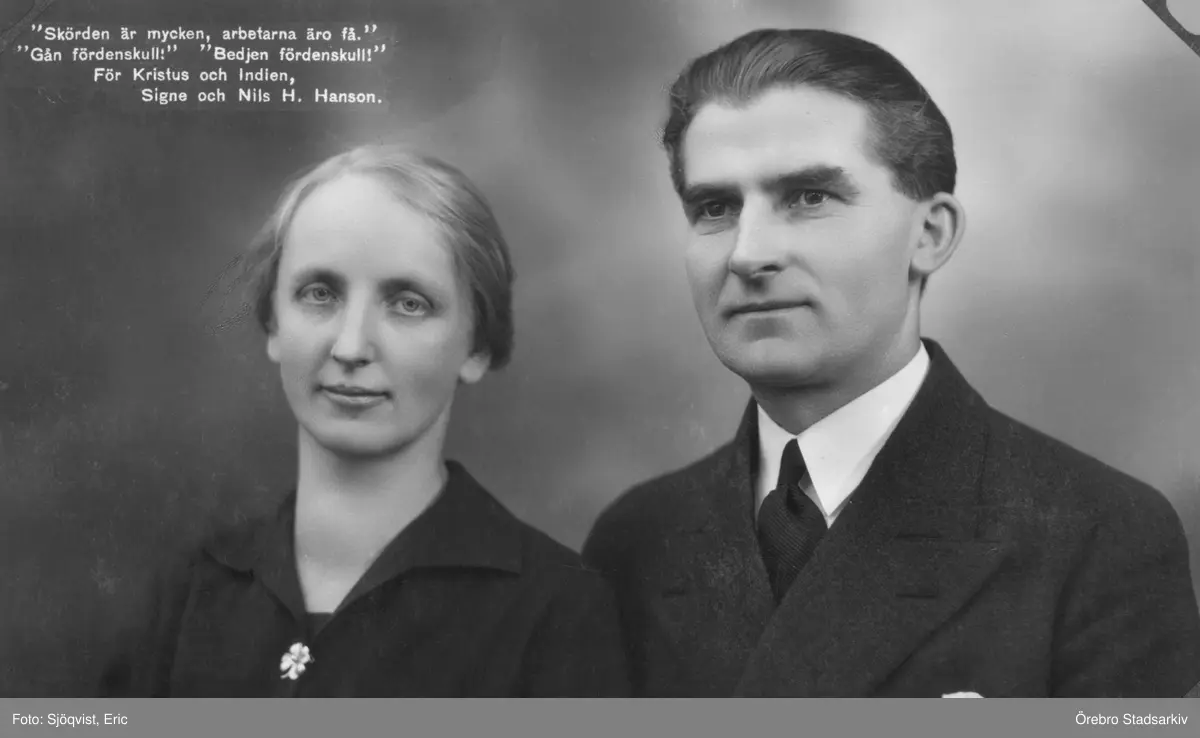 Missionärerna Signe Hanson och Nils H. Hanson i Indien, 1930-tal ...