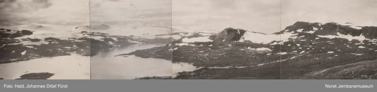 Finse stasjon, oversiktsbilde, med stasjonsbygning, lokomotivstall ...