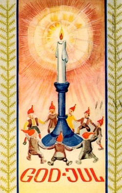 En samling julekort blandt annet med motiv tegnet av Christian ...