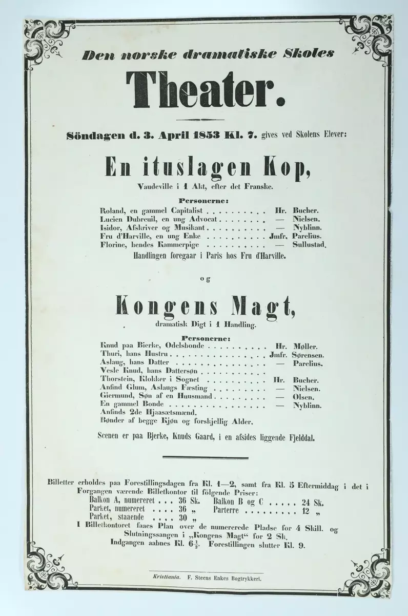 Program Den norske dramatiske Skoles Theater - Nynorsk kultursentrum / DigitaltMuseum