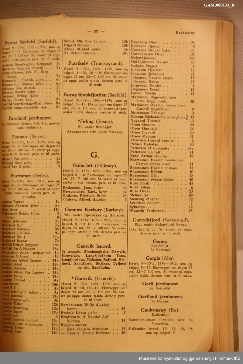 Telefonkatalog - Museene for kystkultur og gjenreisning i Finnmark IKS ...