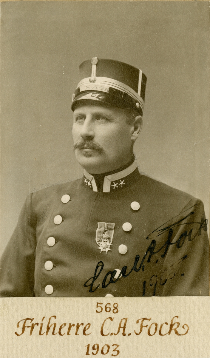 Porträtt av Carl Fock, överste och chef vid Hälsinge regemente I 14. Se ...