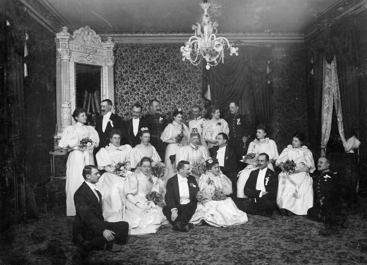Tisell och Bernssons Bröllop den 28 februari 1890. Gäster är bl.a Ellen ...
