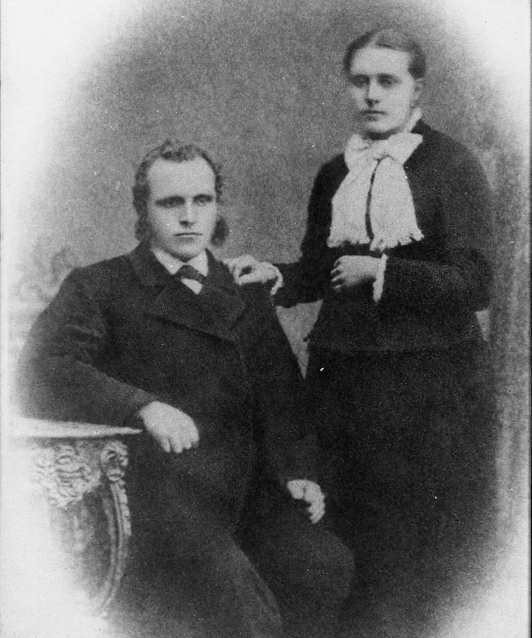 Knud Olsen Kverneland Holen (25.12.1808 - 25.7.1896) og kona Berta ...