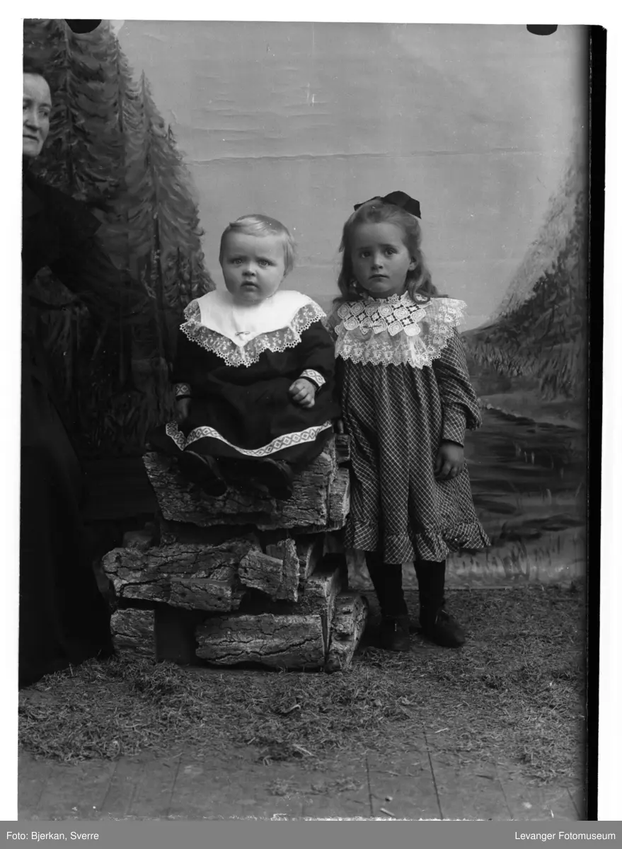 Portrett av Arne Husan med Aslaug Landfald til venstre skimtes også ...