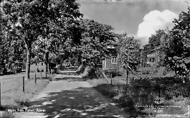 Motiv från Fallet, Åtorp, bostadshus. Bilden tagen för vykort. Förlag ...