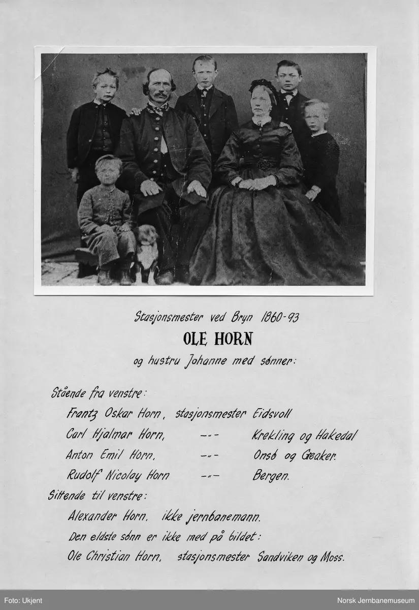 Familiebilde av stasjonsmester Ole Horn og hans familie. Ole Horn var ...