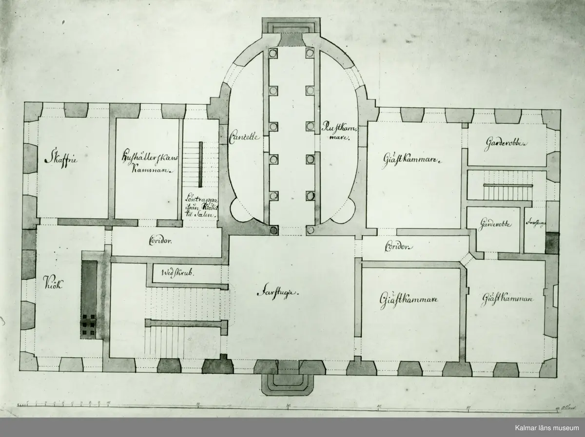 Planritning över Fågelviks herrgård. - Kalmar läns museum / DigitaltMuseum