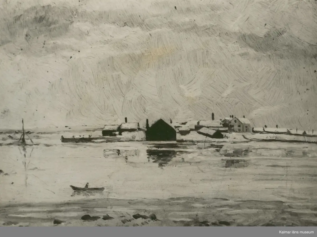 Kalmar varv omkring 1900. Oljemålning av Axel Lekander, 22x28. - Kalmar ...