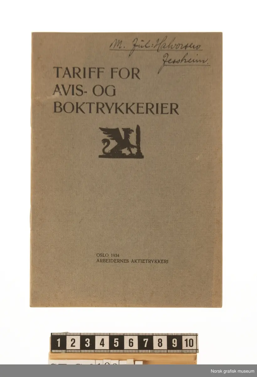 Tariffhefte - Norsk grafisk museum / DigitaltMuseum