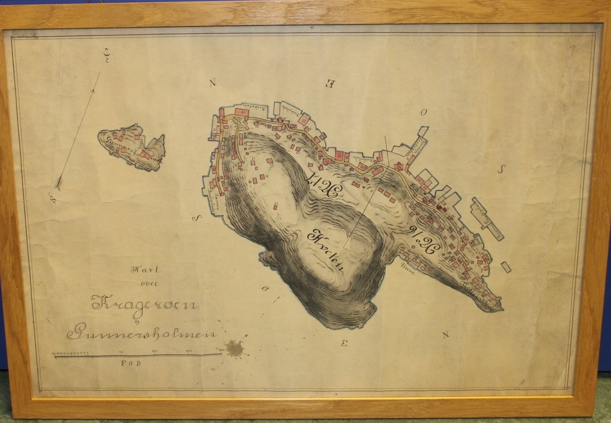 Kart over Øya og Gundersholmen, Kragerø - Telemark Museum / DigitaltMuseum