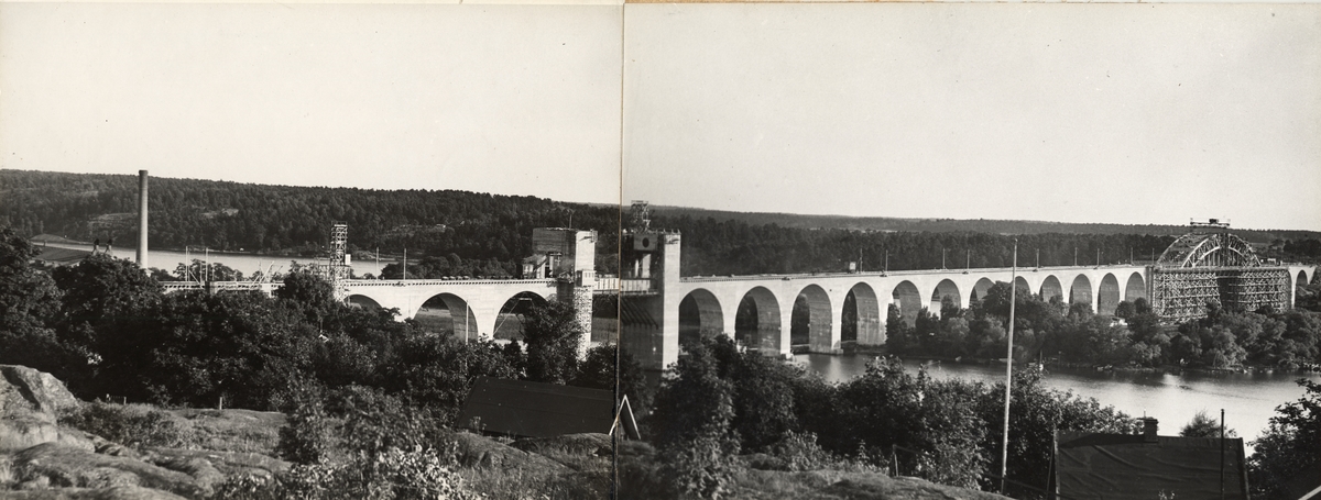Panoramabild över Årstabron under uppbyggnad. - Järnvägsmuseet ...
