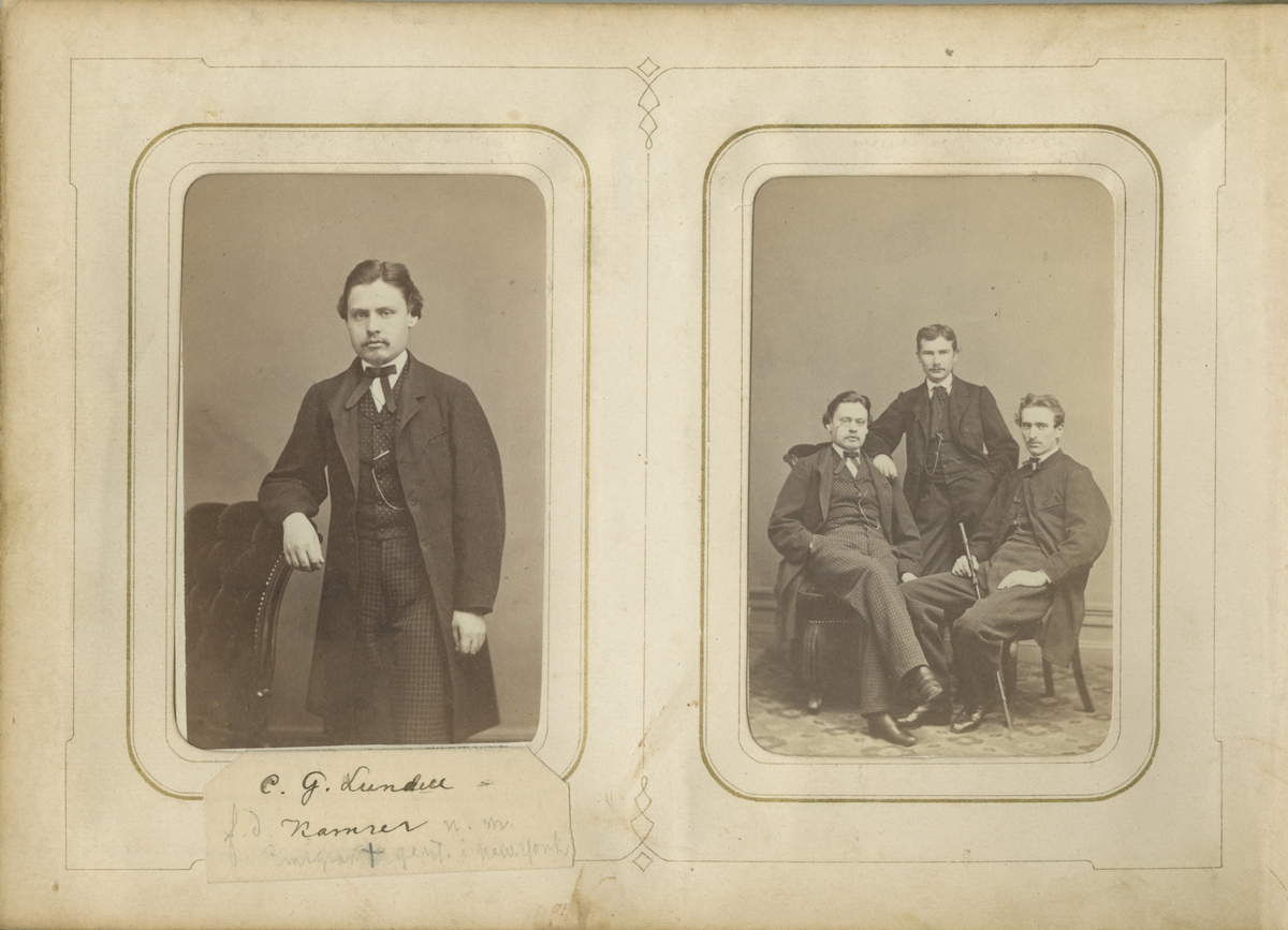 Grupporträtt av kamrer Carl Gustaf Lundell, ingenjör Oscar Wickman och ...
